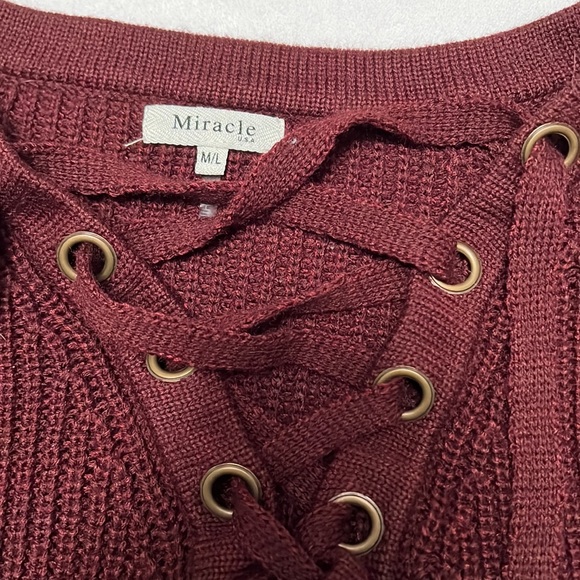 Miracle | Sweaters | Burgundy Criss Cross Sweater | Poshmark
